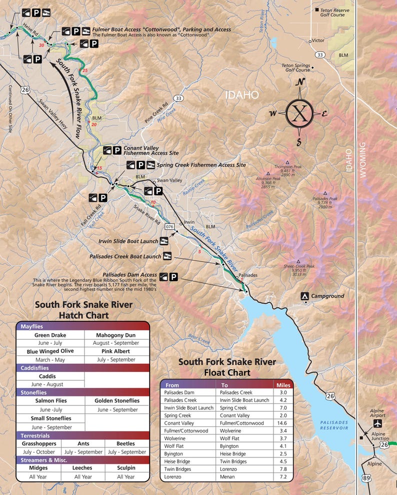 South Fork Snake River Fly Fishing Map – Idaho Pocket Guide & GPS ...