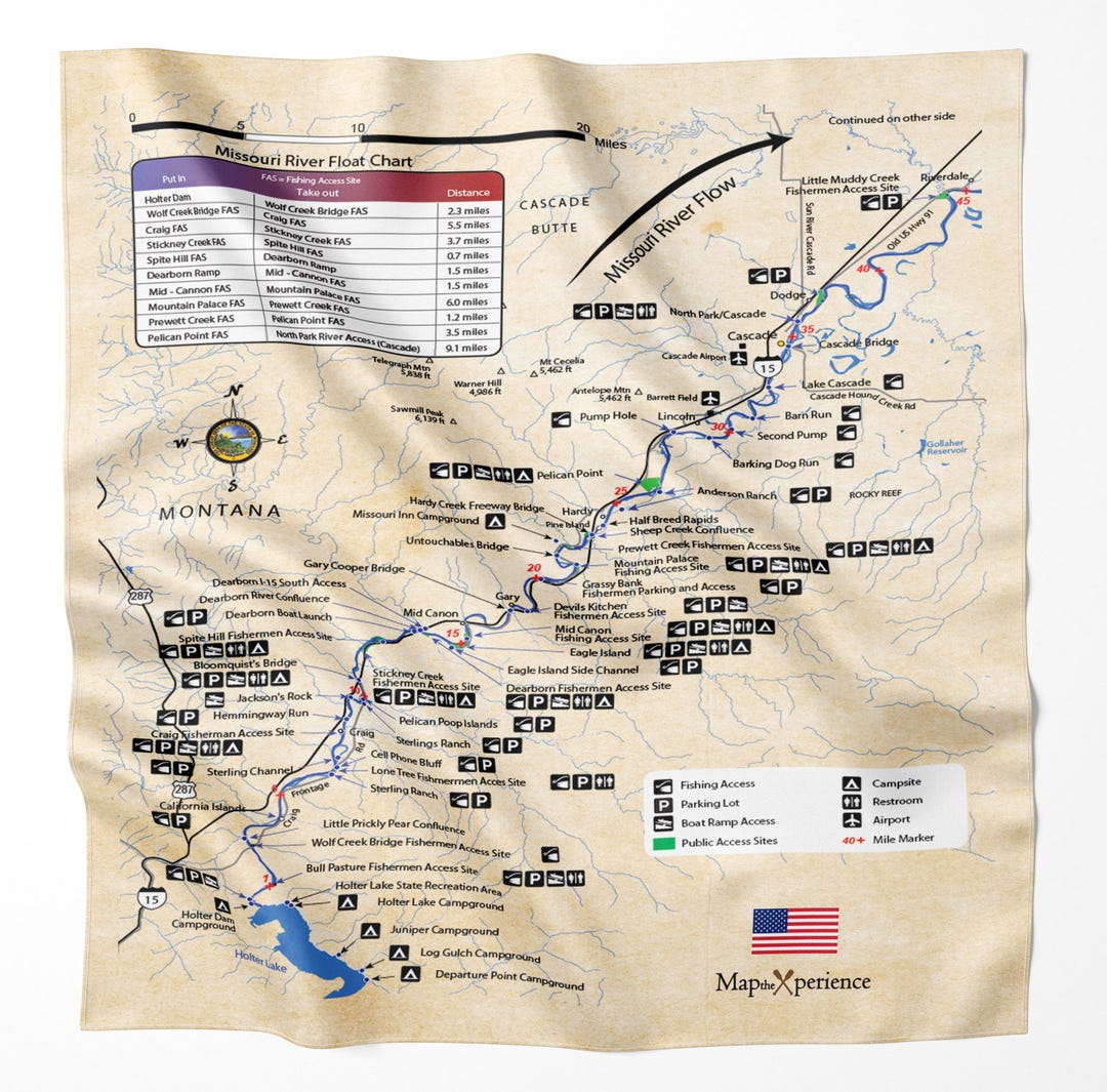Missouri River, Montana Handy Map Microfiber Cloth - Etsy