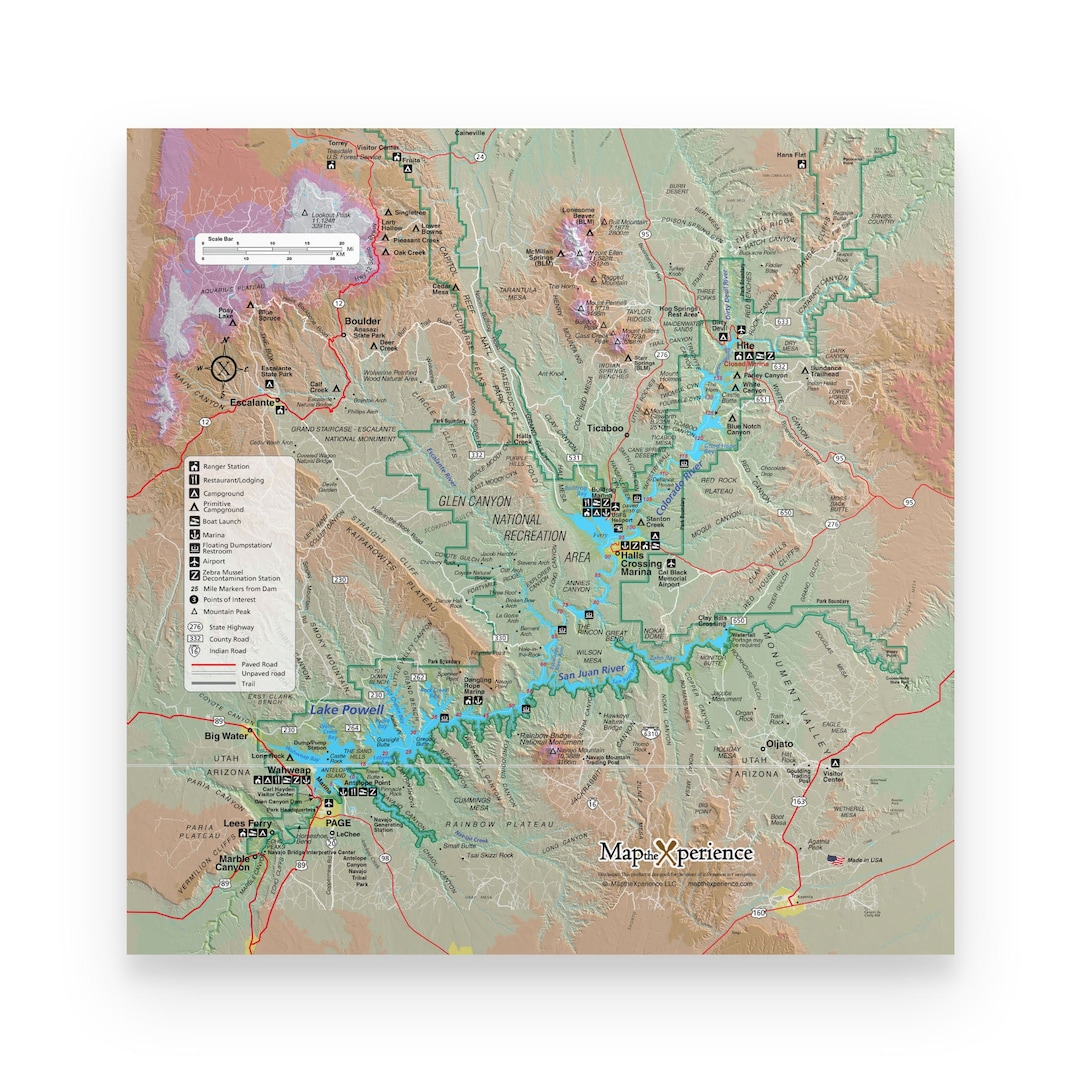 Lake Powell Map Poster Free Mobile Map - Etsy