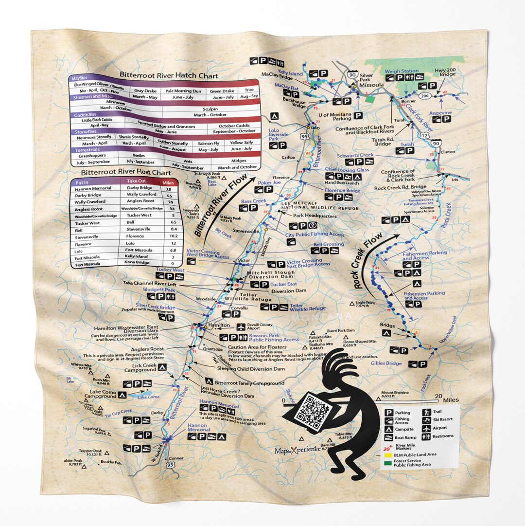 Bitterroot River, Montana Handy Map Microfiber Cloth - Etsy