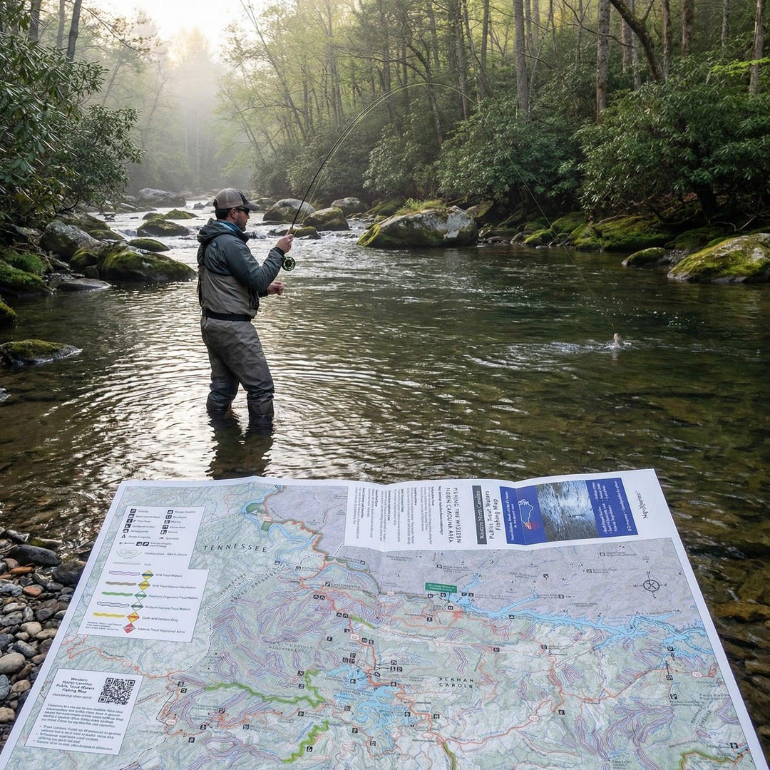 Western North Carolina Fly Fishing Map | Public Access Guide - Etsy
