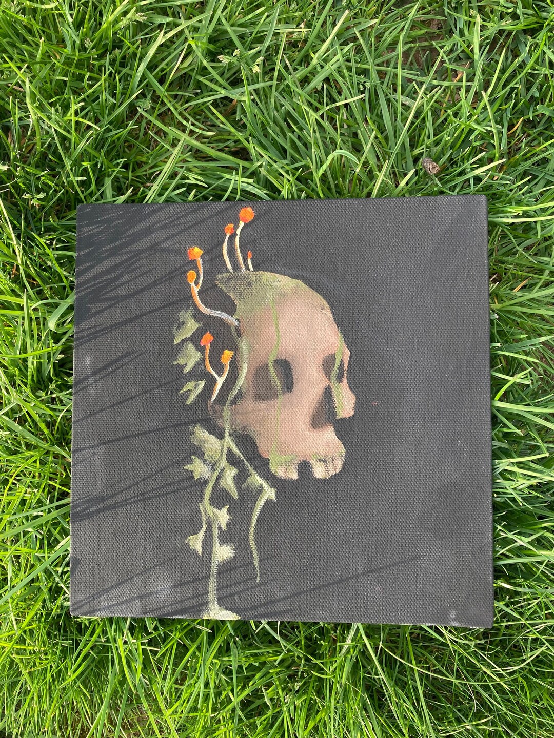 Skull With Vines and Mushrooms for Alt Grunge Bedroom - Etsy