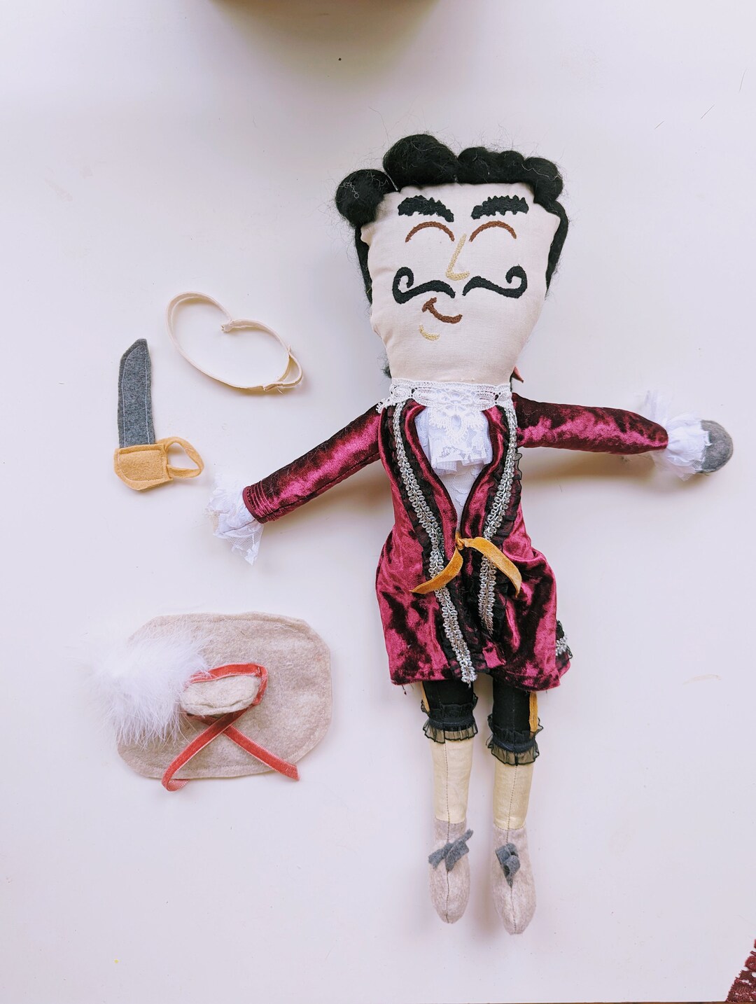 Captain Hook Alike Doll: Handmade Doll, Peter Pan, Handmade Gift ...