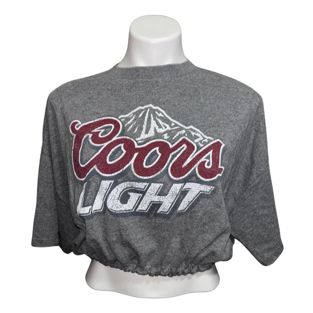 Coors Light Beer Reworked/up-cycled Scrunched Crop Top T-shirt - Etsy