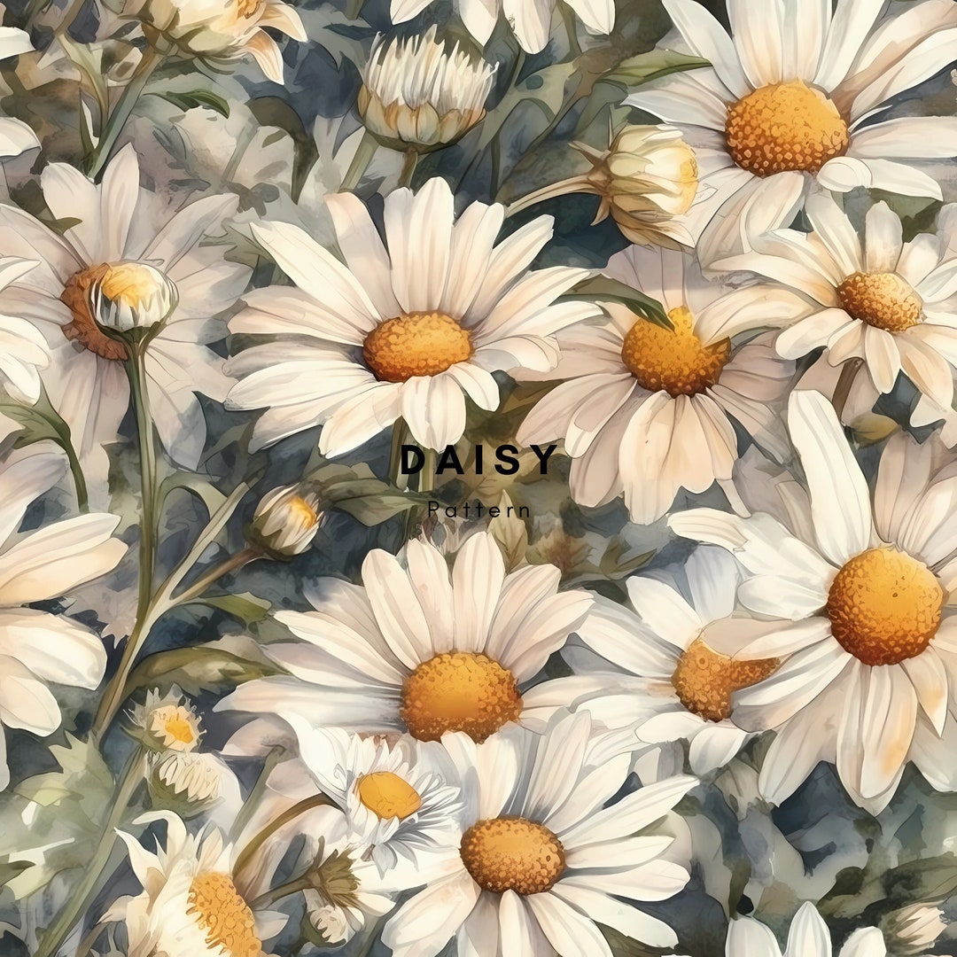 Watercolor Daisy's Seamless Pattern | PNG Format | Instant Download ...