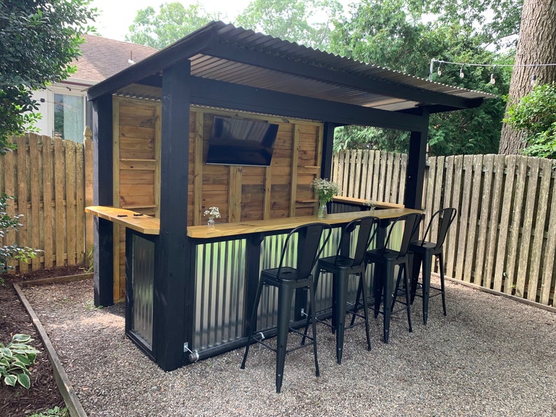 Tin and Wood Outdoor Bar: Patio Poolside Bar - Etsy