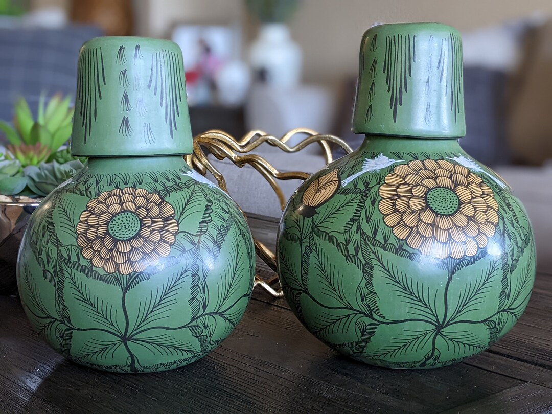 Green Barro Water Jug With Cup, Hand Crafted, Hand Painted. - Etsy