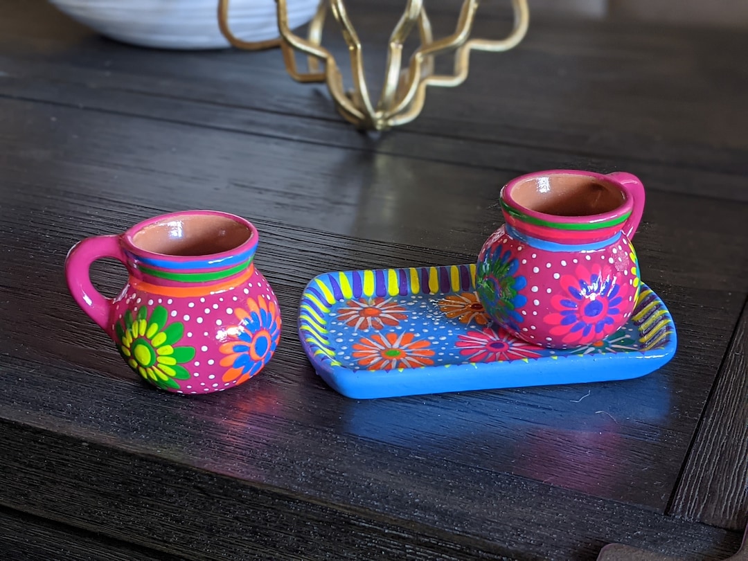 Hand Painted Colorful Tequila Shot Barro Clay Clay Barro, Hand Made ...