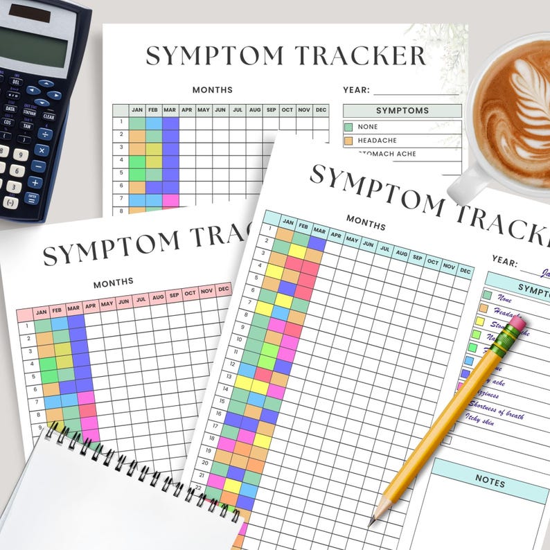 Printable Symptom Tracker, Editable Daily Health Log and Pain Journal ...