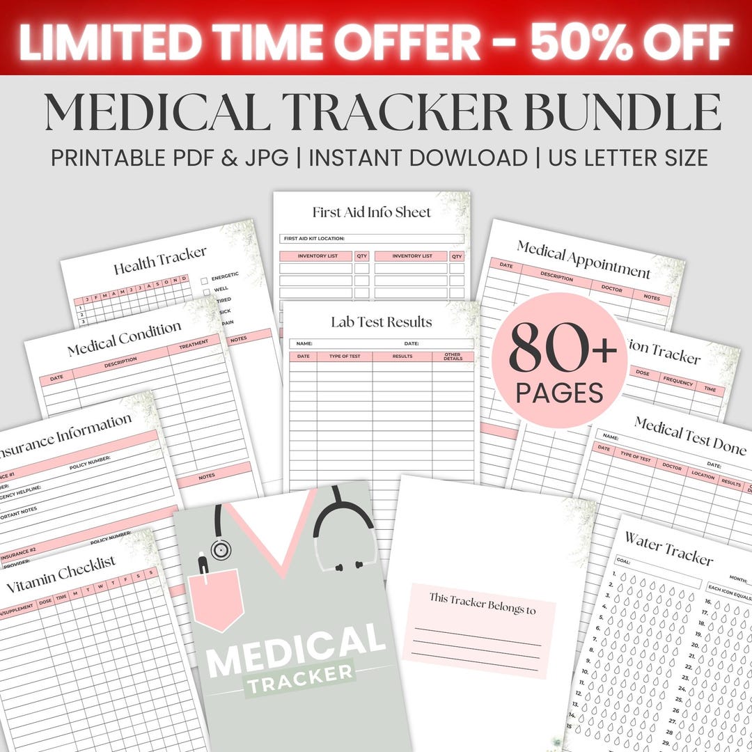 Printable Medical Tracker Bundle Medical Planner, Medication Tracker ...