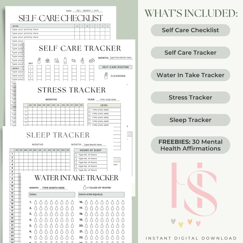 Self Care & Wellness Kit Printable, Editable Canva Planner Bundle ...