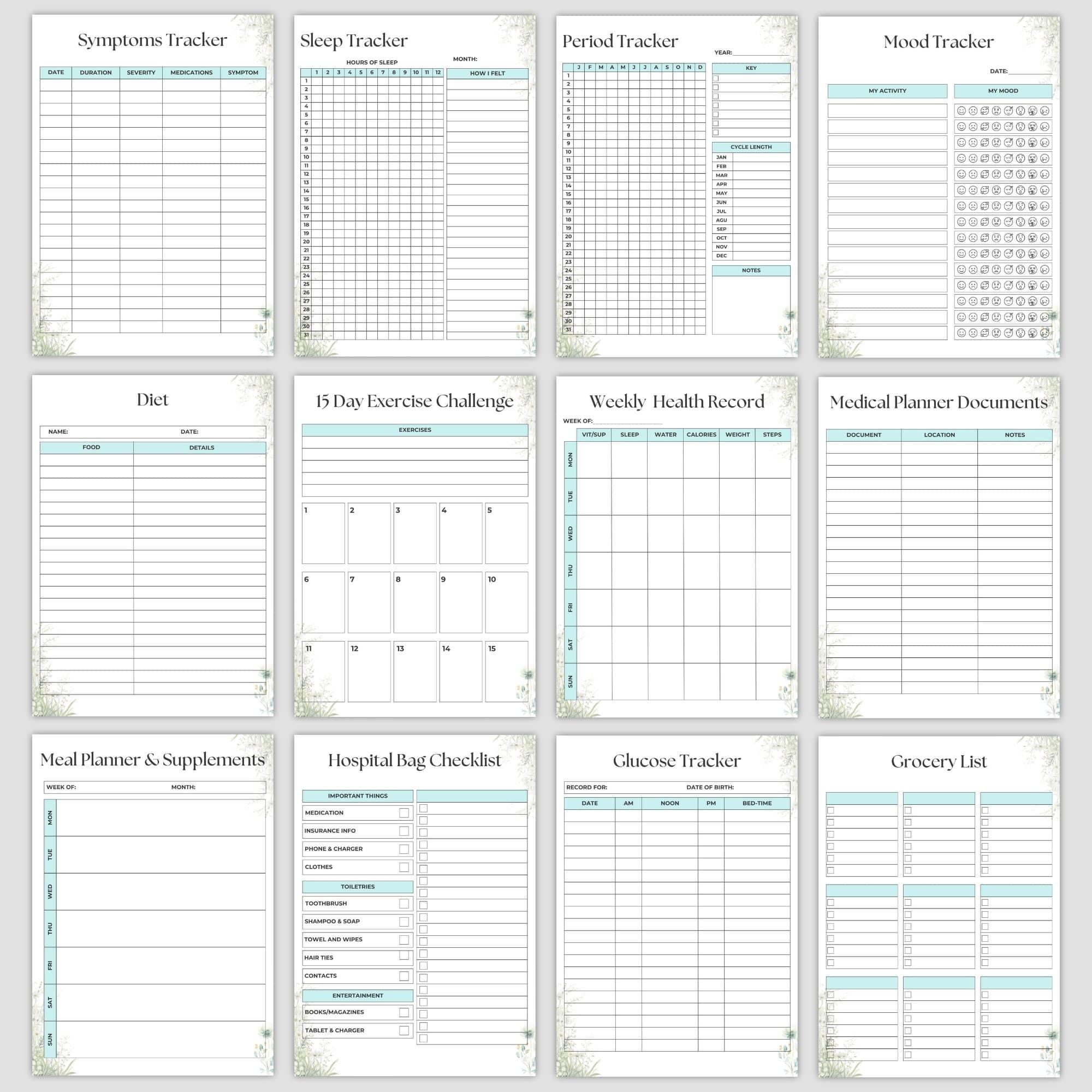 80+ Pages Medical Tracker Printable, Medical Planner Bundle, Medical ...