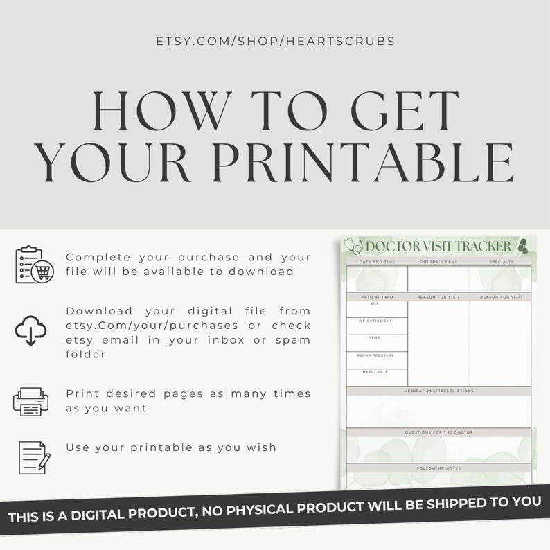 Doctor Visit Tracker, Printable Doctor Visit Planner, Doctor Notes Sage ...