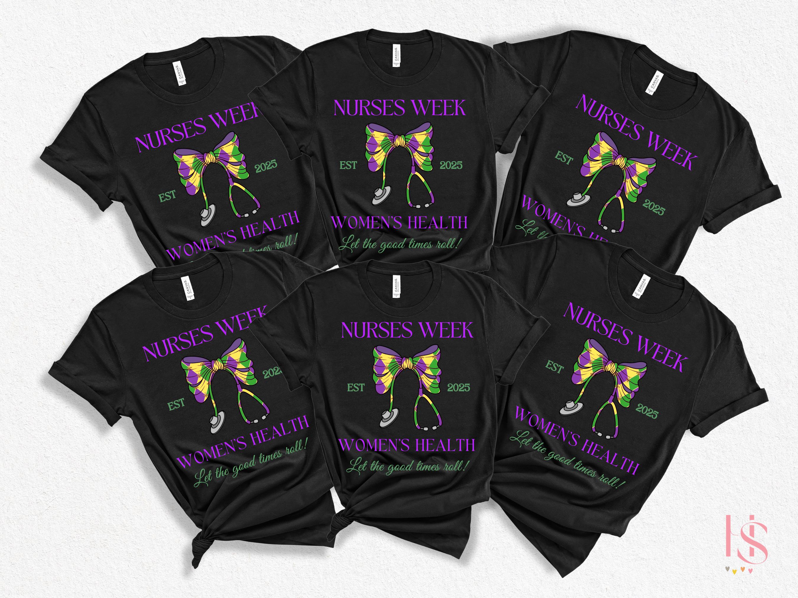 Nurses Week Shirt 2025 Clinic Staff Nurse Gift - Stethoscope Bow Tee ...