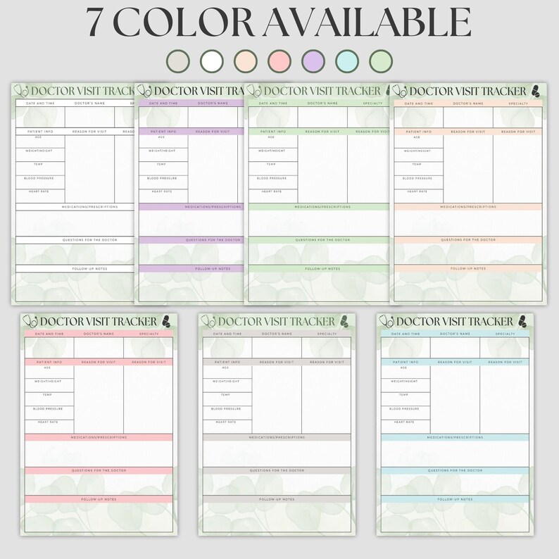 Doctor Visit Tracker, Printable Doctor Visit Planner, Doctor Notes Sage ...