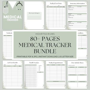 Medical Tracker Bundle, Medical Planner, Printable Sage Green ...