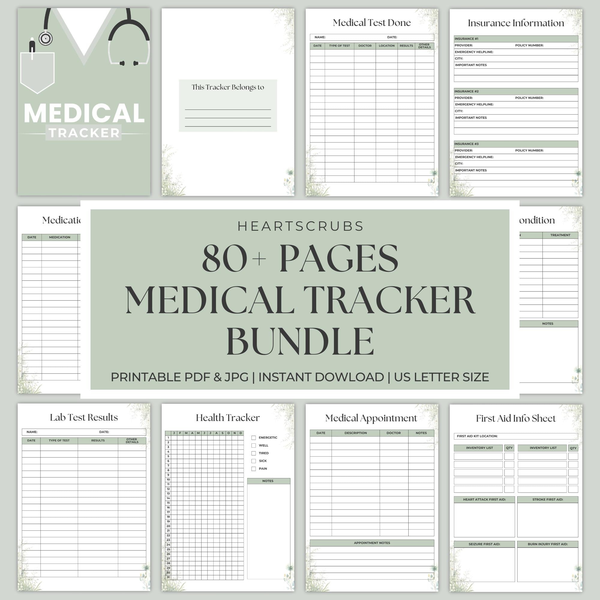 Medical Tracker Bundle, Medical Planner, Printable Sage Green ...