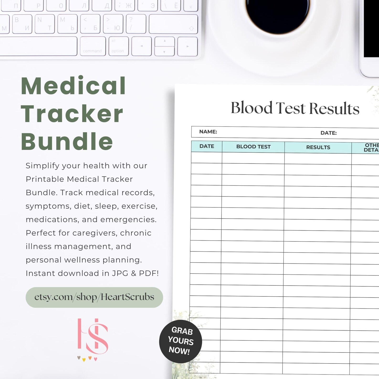 80+ Pages Printable Medical Tracker, Medical Planner Bundle, Light Blue ...