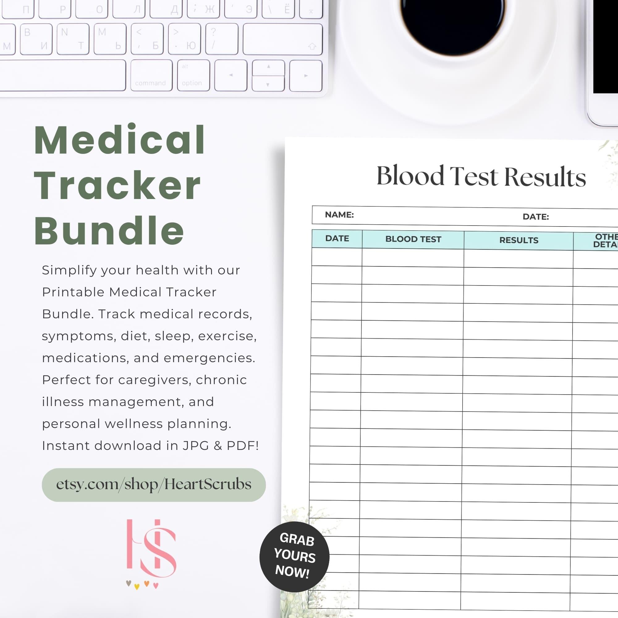 80+ Pages Printable Medical Tracker, Medical Planner Bundle, Light Blue ...