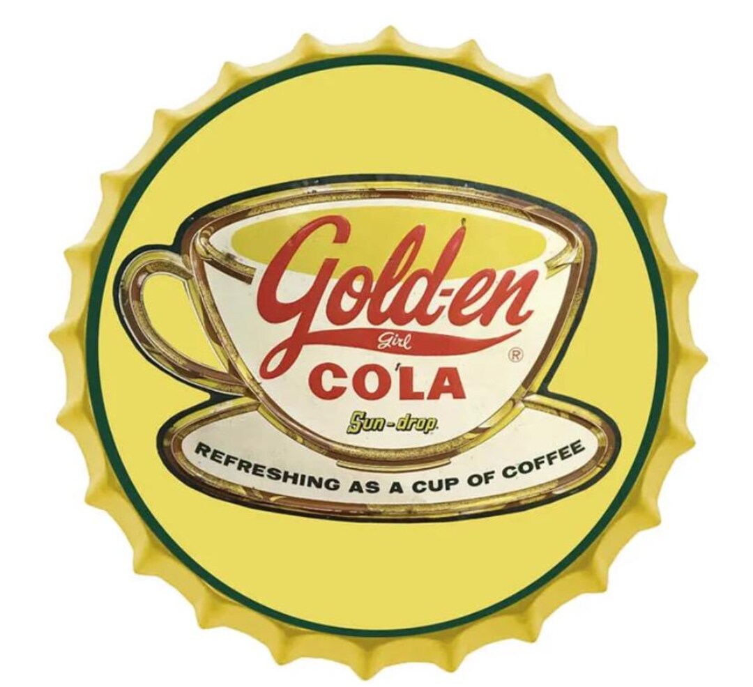 Golden Cola Bottle Cap Style Metal Tin Sign-vintage Metal Wall Decor - Etsy