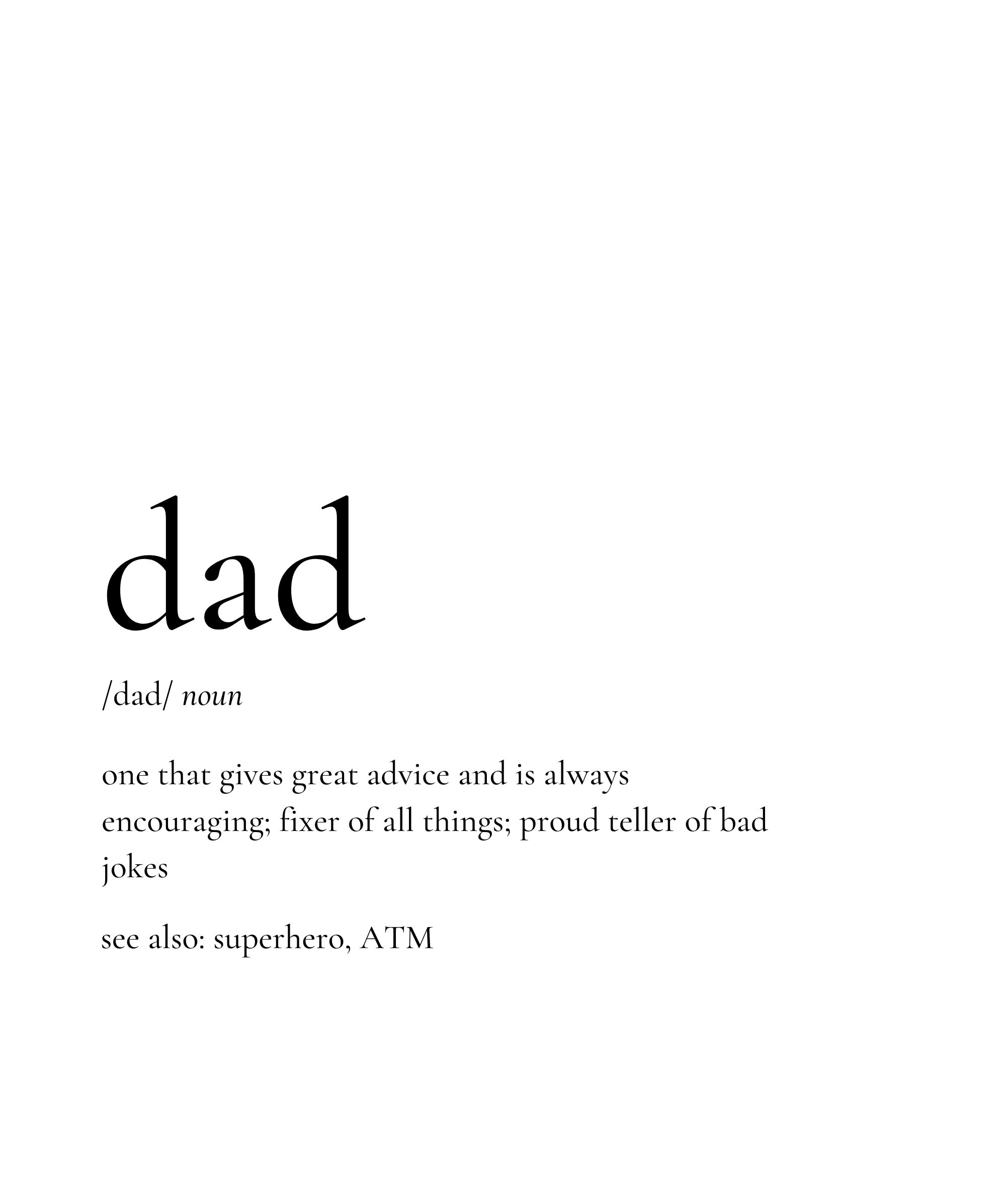 Dad Definition Card, Birthday Card for Dad, Father's Day Cards, Gift ...