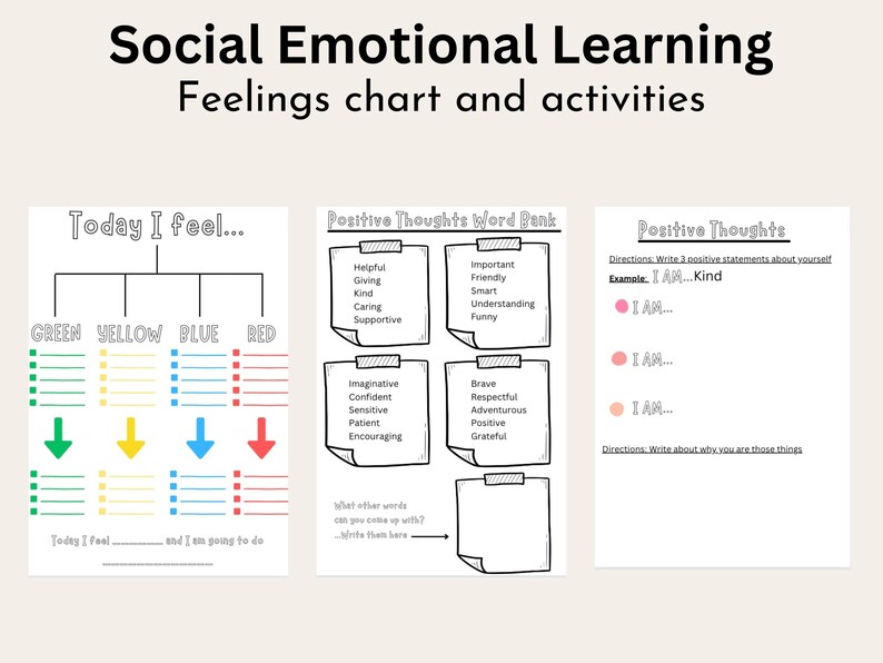Social Emotional Learning (SEL) - Today I Feel Worksheets and Feeling ...