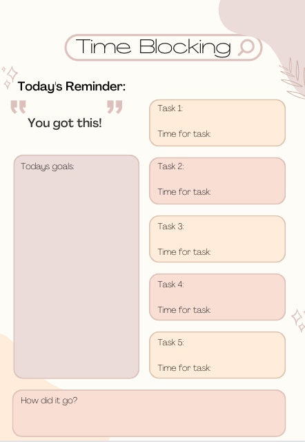 Time Blocking Worksheet - Digital Download - Printable - Etsy