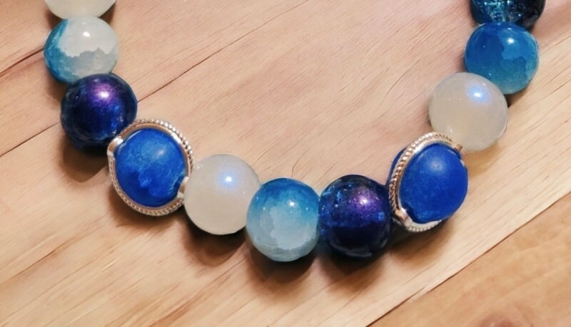 Blue High Quality Glass and Natural Ore Beads Bracelet Matte Beads ...