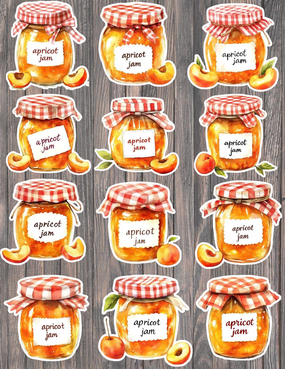 Apricot Jam Stickers | Whimsical Foodie Vinyl Decal Set - Etsy