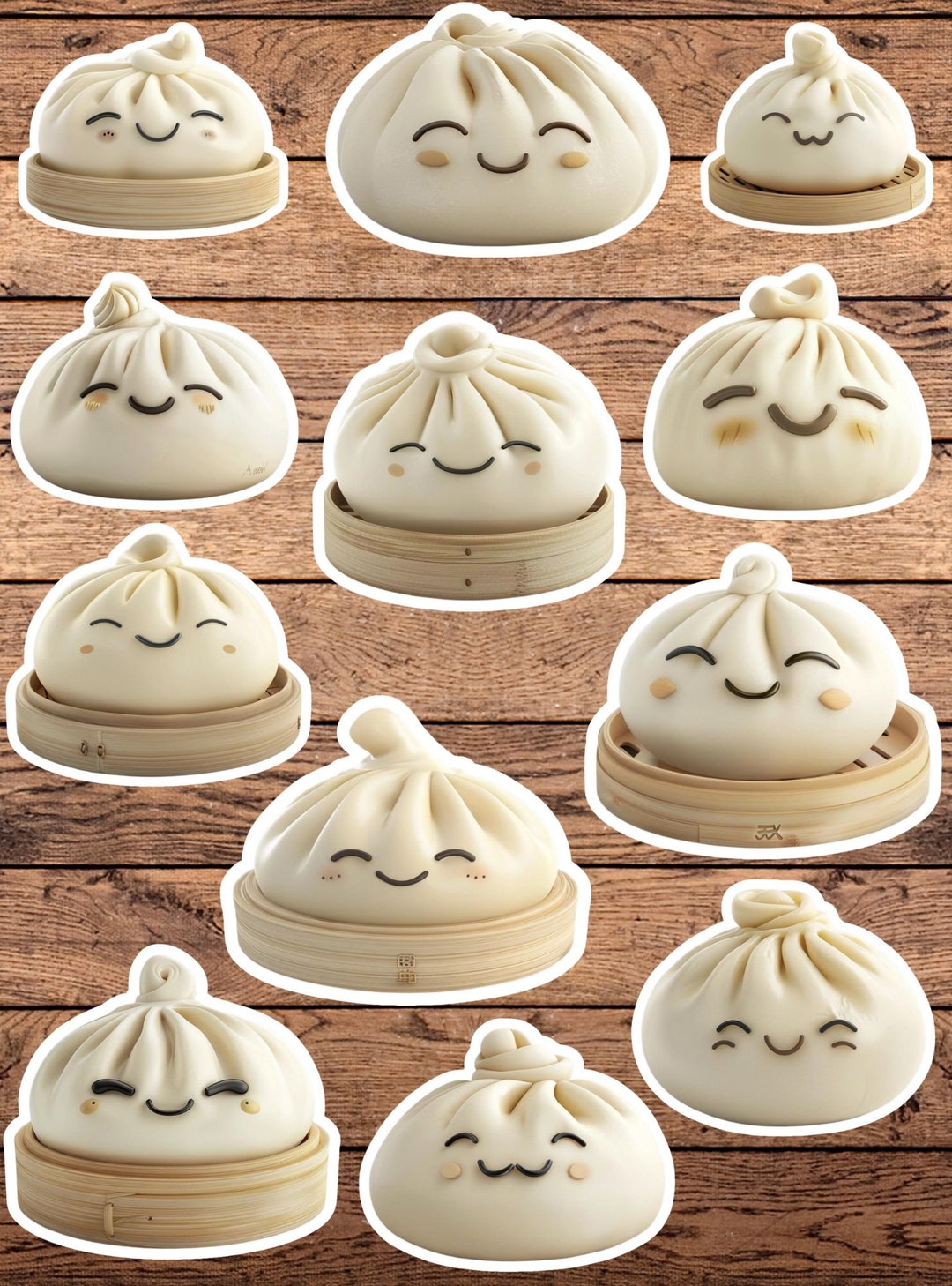 Cute Steamed Dumpling Die Cut Sticker Set | Sticker | Laptop Sticker ...