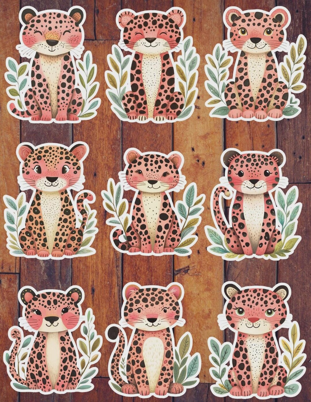 Little Pink Leopard Die Cut Vinyl Sticker Set – for Notebook, Laptop ...