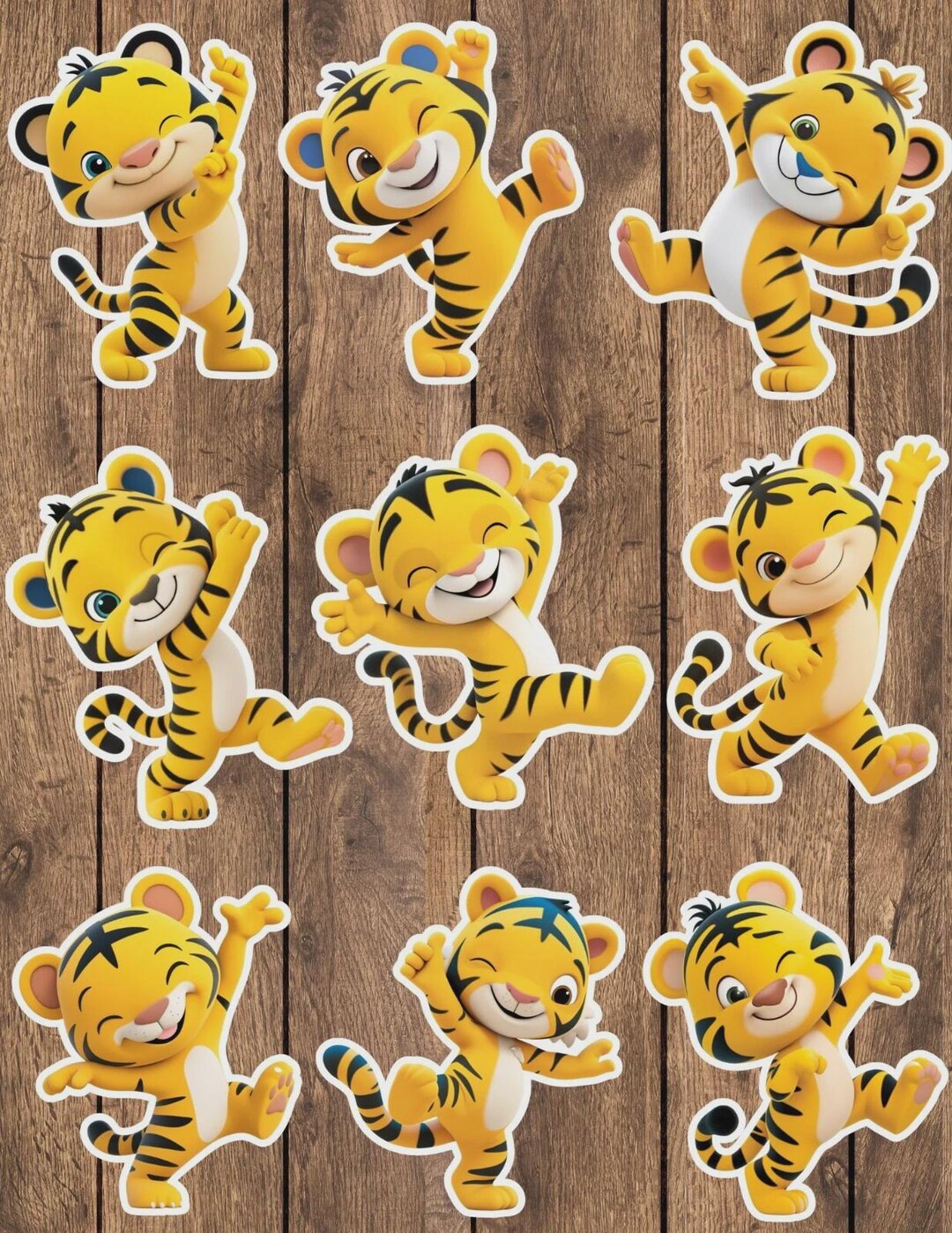 Cheerful Tiger Die Cut Vinyl Sticker Set | Funny Sticker | Laptop ...
