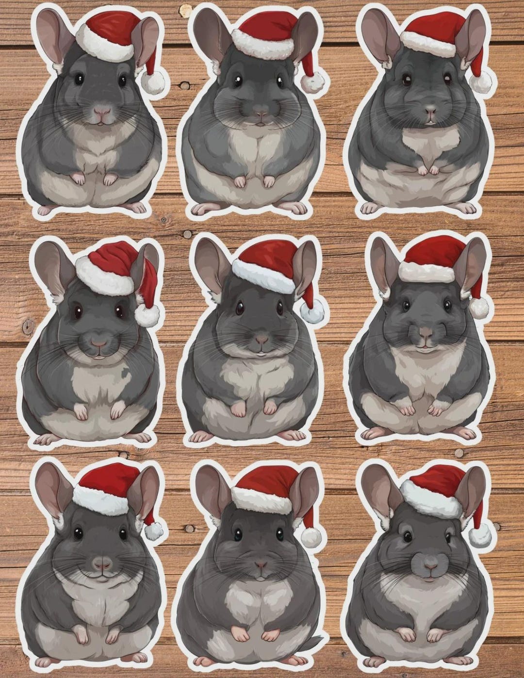 Christmas Chinchilla Vinyl Die Cut Sticker Set Sticker Laptop Sticker ...