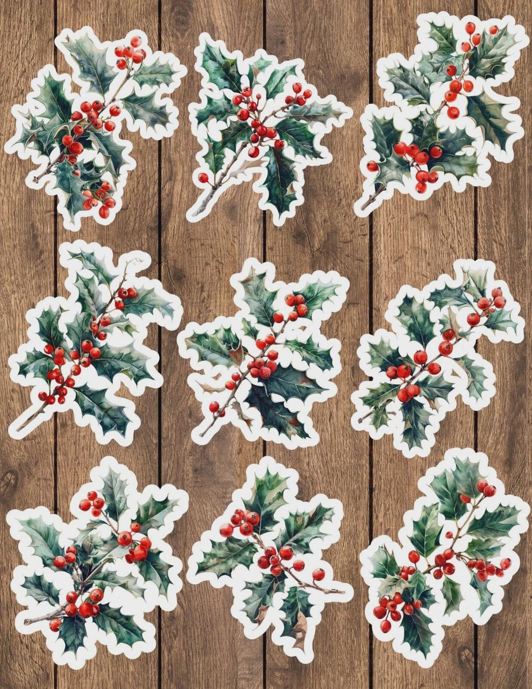 Christmas Holly Die Cut Vinyl Sticker Set – for Scrapbooking & Crafts ...