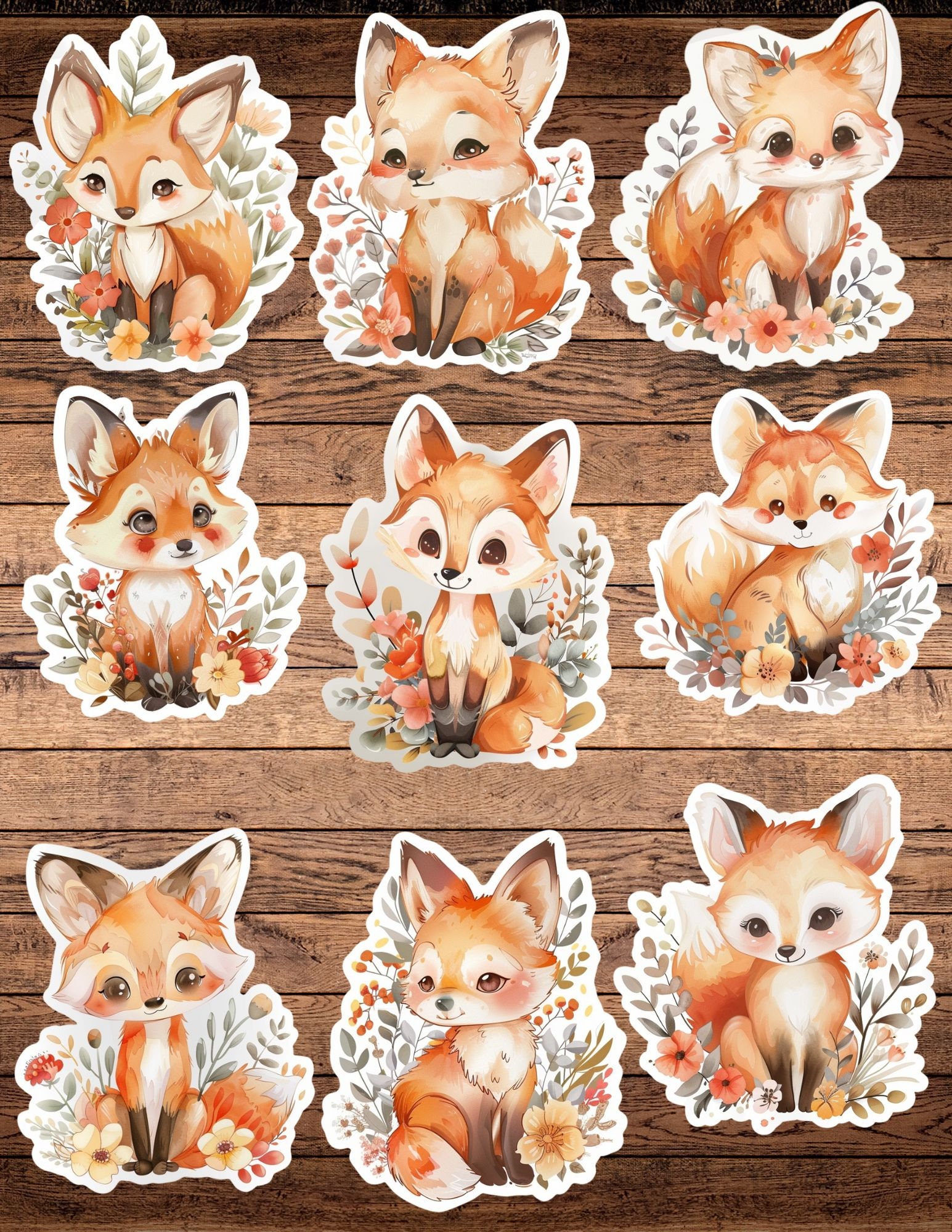 Cute Watercolor Fox Die Cut Sticker Set | Funny Sticker | Laptop ...