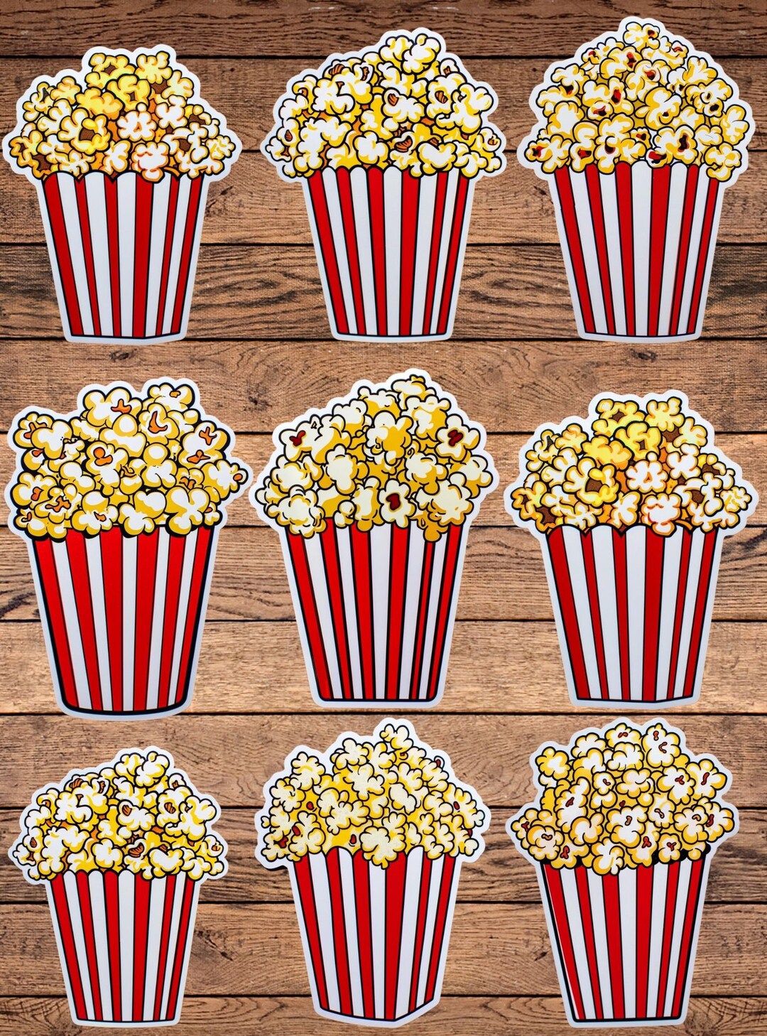 Retro Popcorn Die Cut Sticker Set | Funny Sticker | Laptop Sticker ...