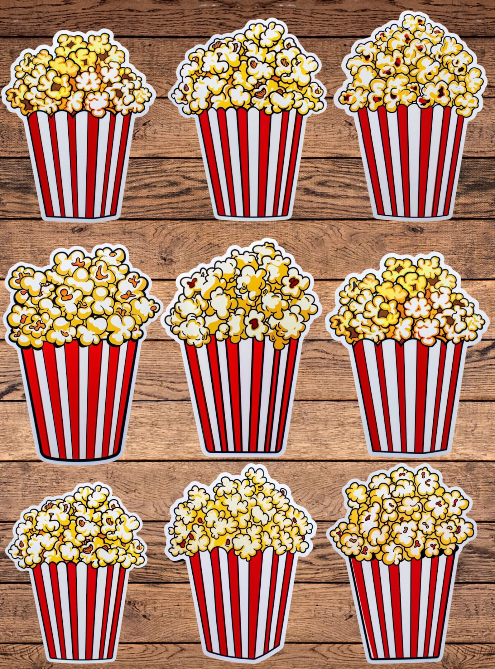 Retro Popcorn Die Cut Sticker Set | Funny Sticker | Laptop Sticker ...