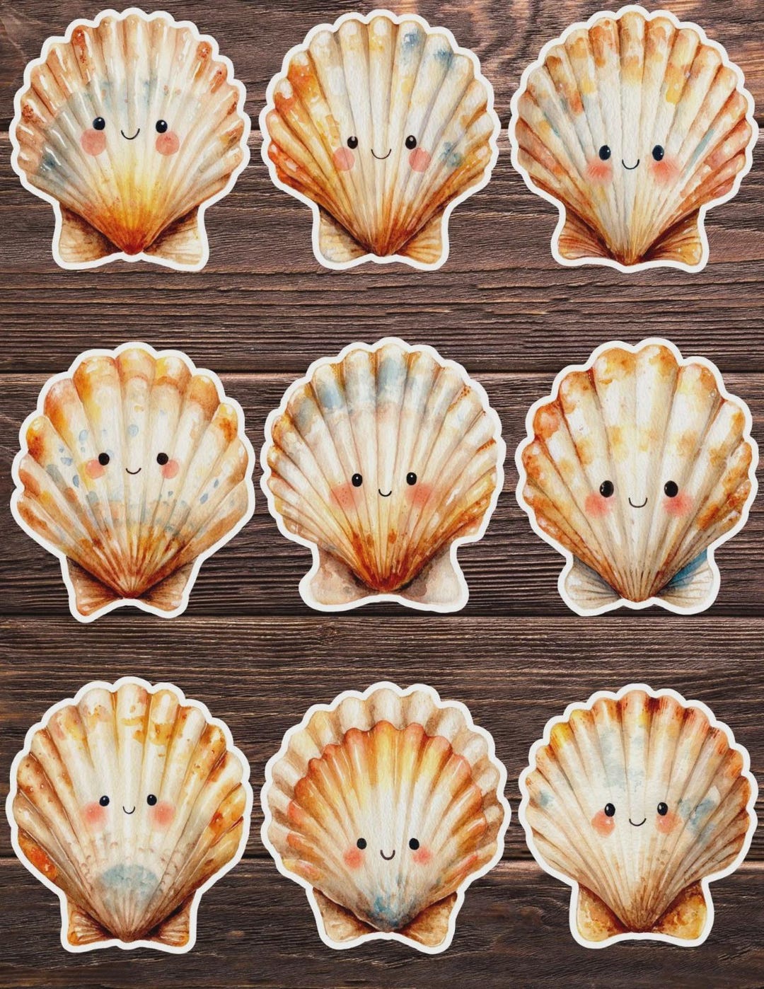 Kawaii Seashell Vinyl Die Cut Sticker Set | Funny Sticker | Laptop ...
