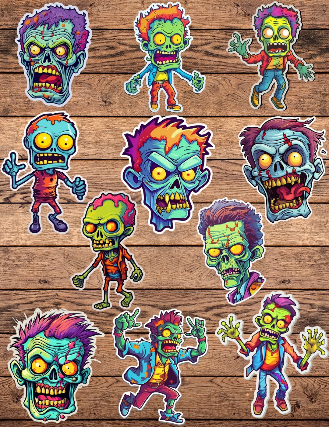 Colorful Cartoon Zombie Sticker Set | Sticker | Laptop Sticker | Water ...