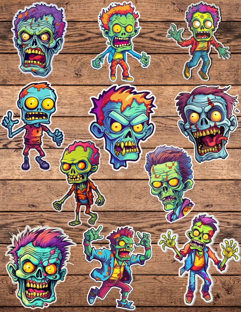 Colorful Cartoon Zombie Sticker Set Sticker Laptop Sticker Water Bottle ...