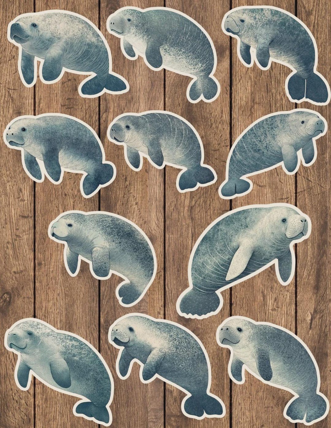 Manatee Die Cut Vinyl Sticker Set – for Notebook, Laptop, Water Bottle ...