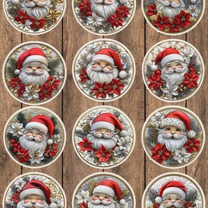 Christmas Santa Circle Die Cut Vinyl Sticker Set – for Notebook, Laptop ...