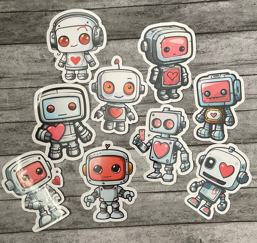 Cute Robot Sticker Set | Funny Sticker | Laptop Sticker | Water Bottle ...