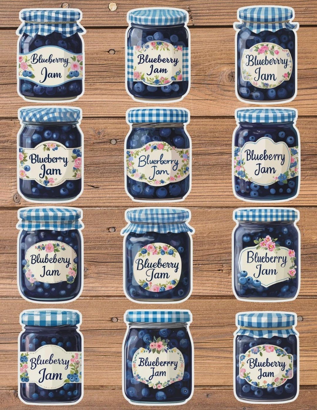 Blueberry Jam Jar Die Cut Vinyl Sticker Set – for Notebook, Laptop ...