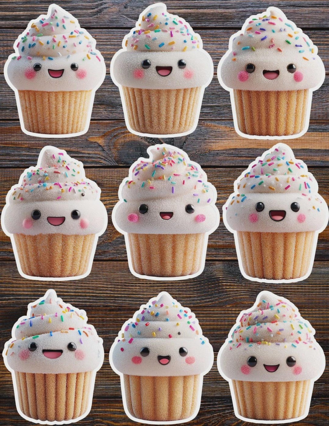 Happy Vanilla Cupcake Vinyl Die Cut Sticker Set | Funny Sticker ...
