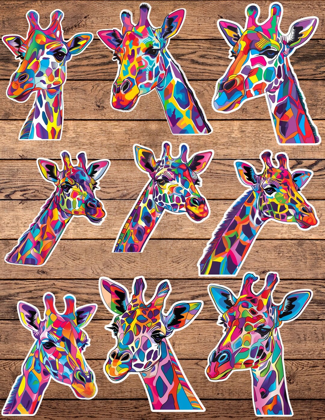 Colorful Giraffe Die Cut Sticker Set | Funny Sticker | Laptop Sticker ...