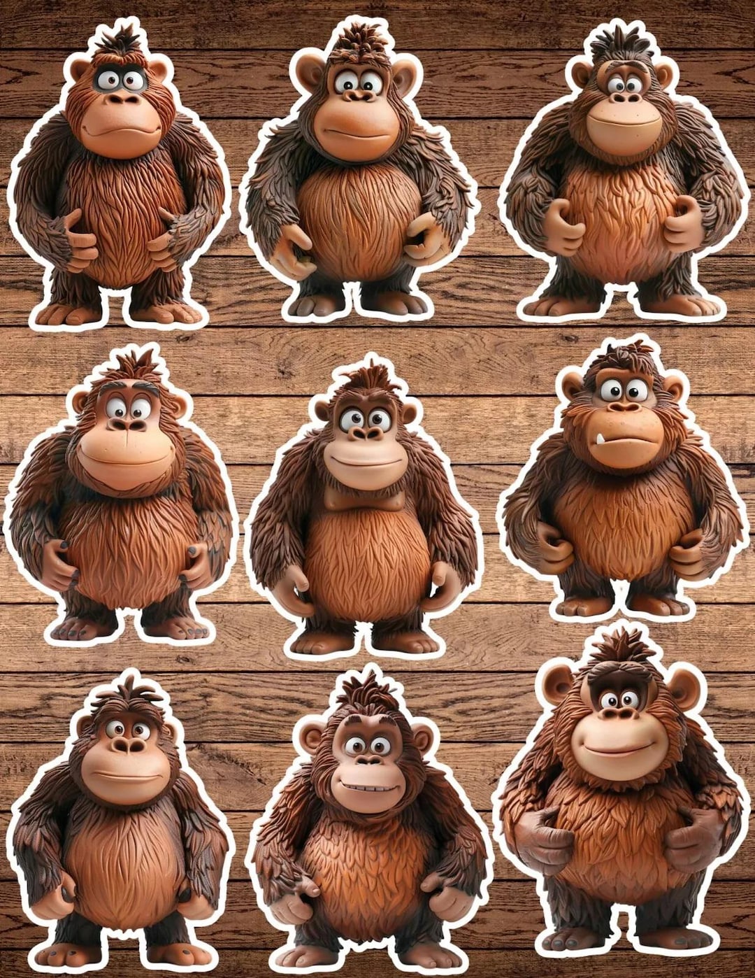 Cute Cartoon Bigfoot Die Cut Vinyl Sticker Set – for Notebook, Laptop ...