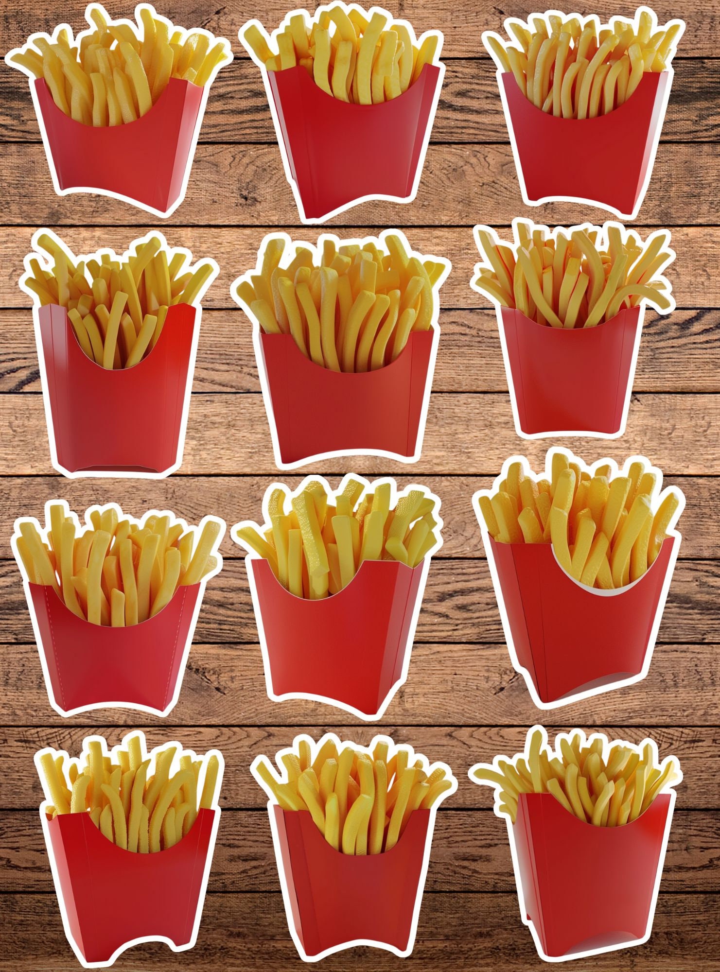 French Fries Die Cut Vinyl Sticker Set Funny Sticker Laptop Sticker ...