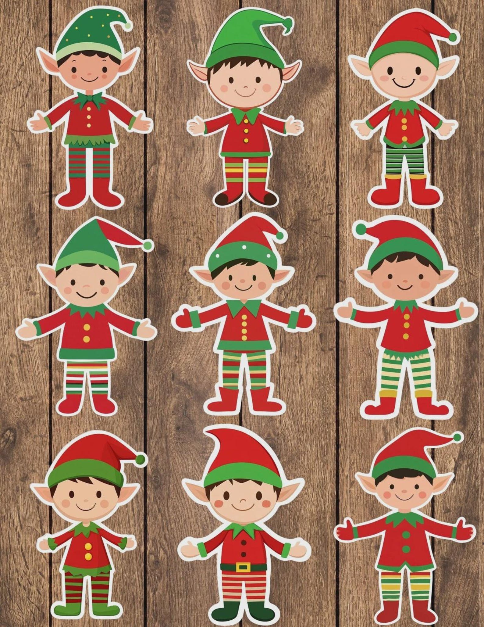 Christmas Elf Die Cut Vinyl Sticker Set, Holiday Magic - Etsy