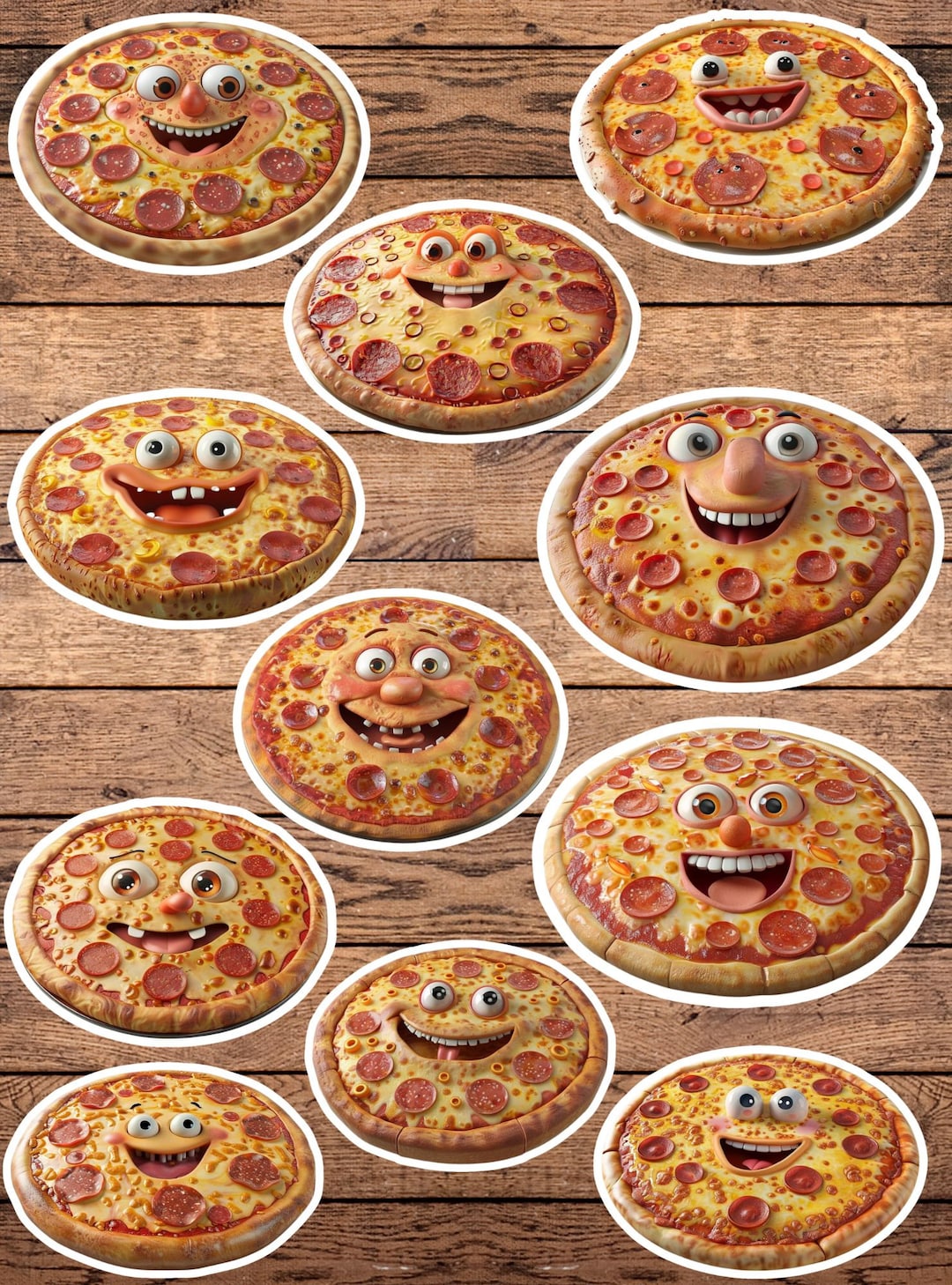 Pizza Funny Face Die Cut Sticker Set | Funny Sticker | Laptop Sticker ...